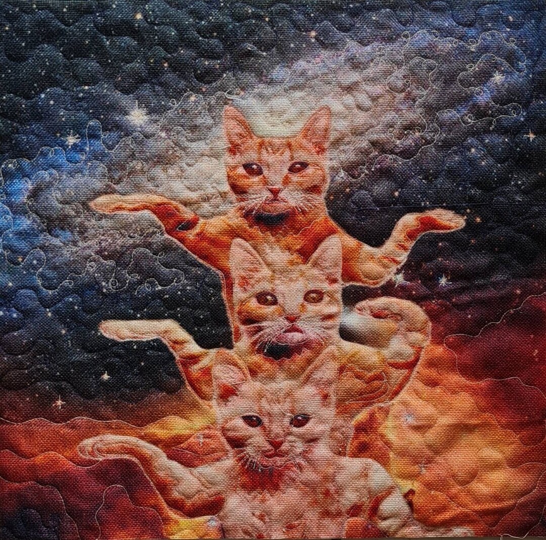 Egyptian Cat/galaxy/galactic Altar Cloth/ Tarot Cloth/ Textile Art ...