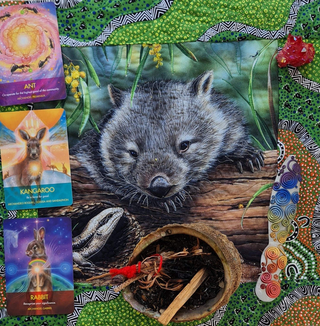 Wombat, Ant, Blue Tongue Lizard Australian Spirit Animal Altar Cloth ...