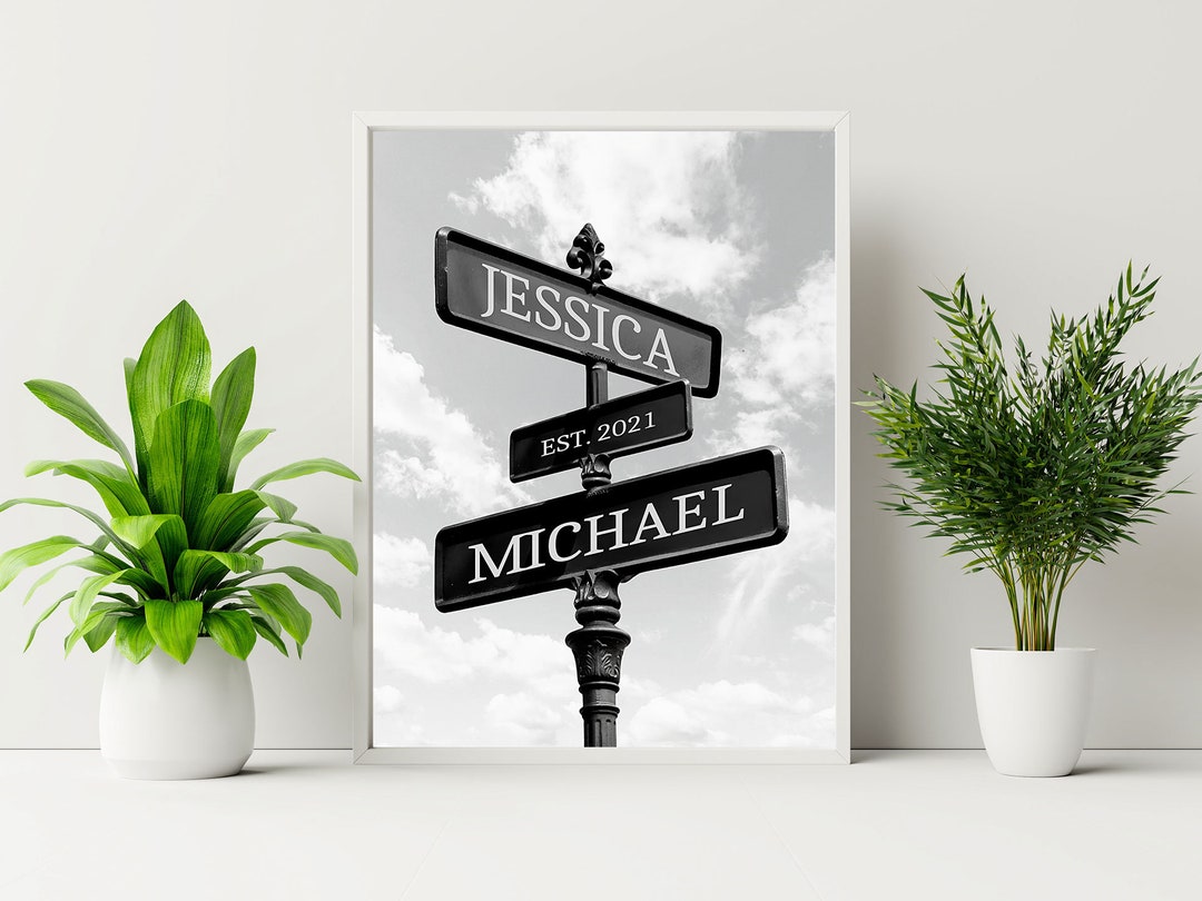 Custom Engagement Gift Cross Street Sign Wedding Anniversary ...