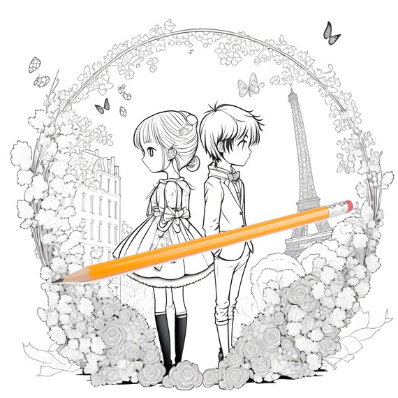 Cute Anime Couples Coloring Pages