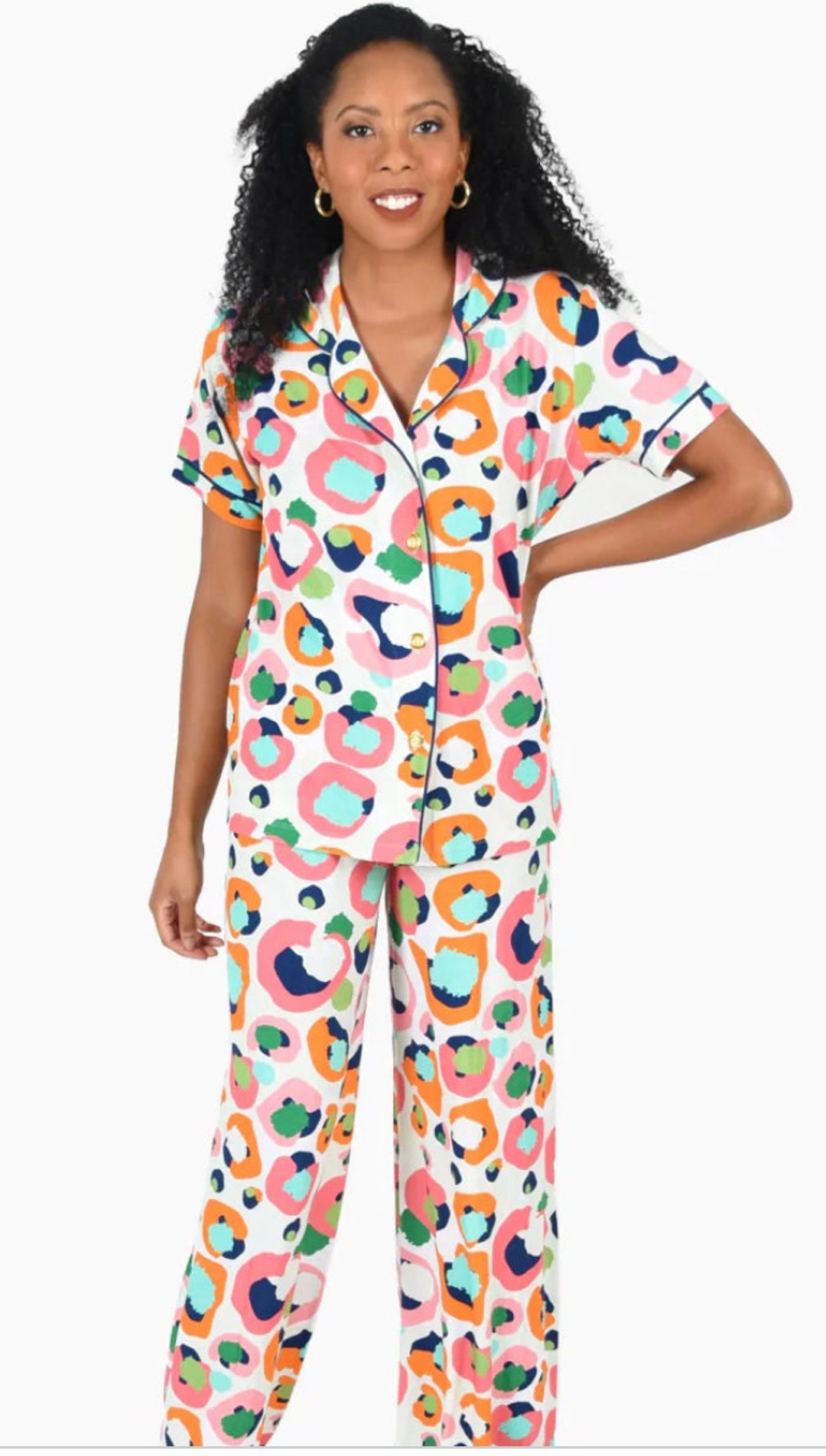 Preppy Cheetah Multi Color Pajama Set - Etsy