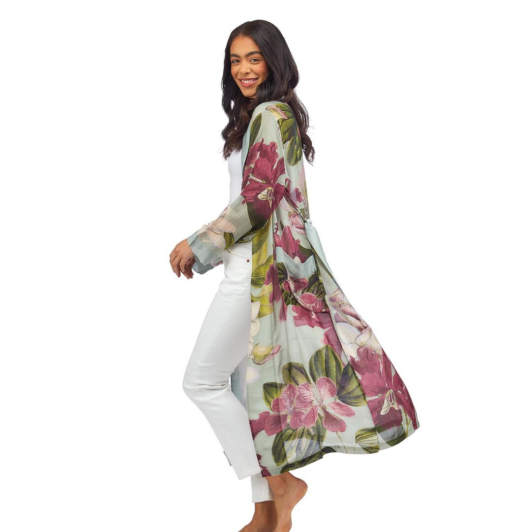 Protea Robin Egg Blue Print Long Kimono - Etsy