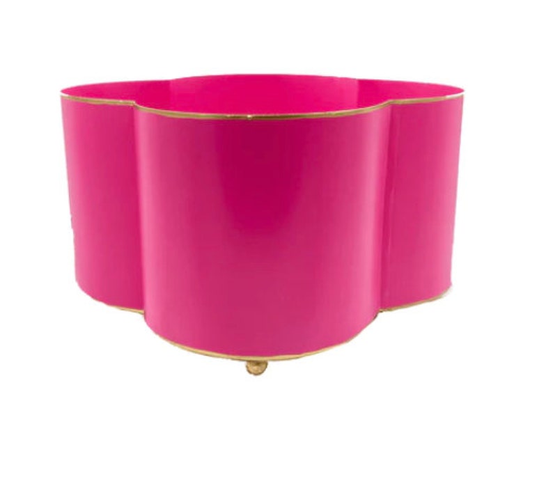 Pink and Gold Quatrefoil Cachepot - Etsy