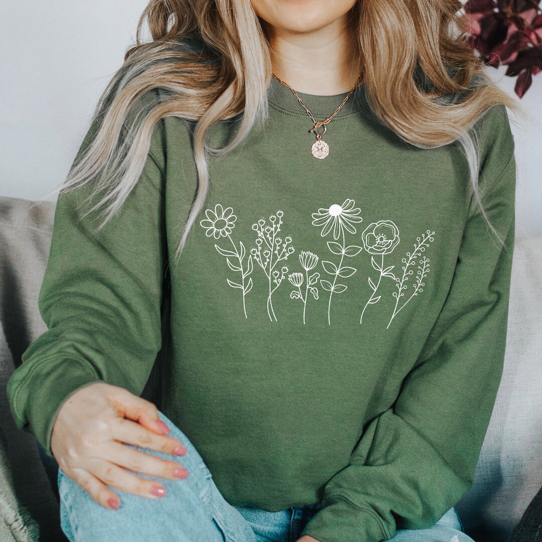 Flower Sweatshirt Botanical Shirt Wildflower Shirt Nature Crewneck ...