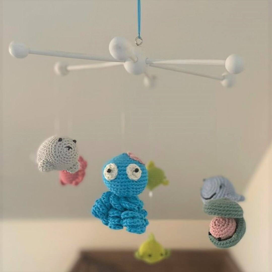 Sea Animals Mobile, Baby Mobile, Ocean Mobile, Crocheted, Handmade ...