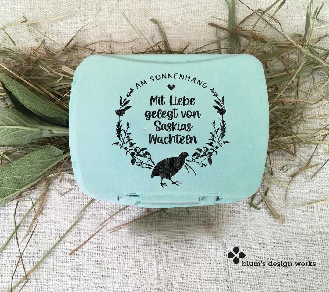 Quail Egg Carton Stamp | Personalized Quail Stamp | Quail in a Wreath ...