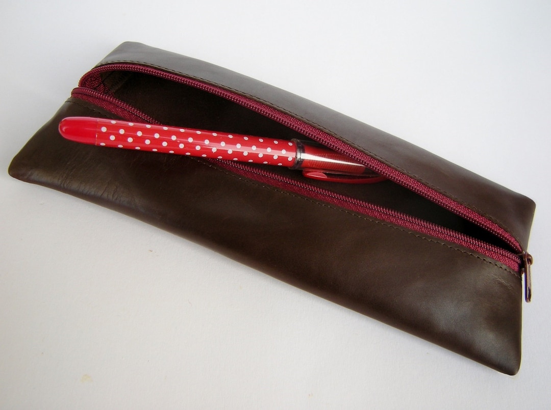 Federmäppchen Etui Leder Schoko-braun - Etsy