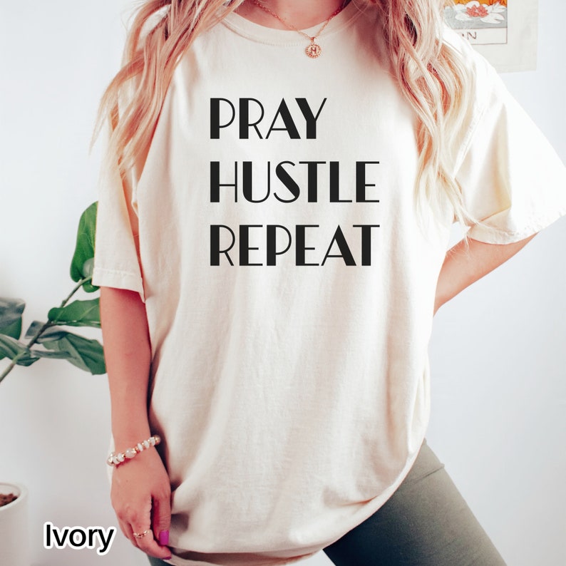 Christian Shirt Pray Hustle Repeat Bible Verse Tshirt Christian ...