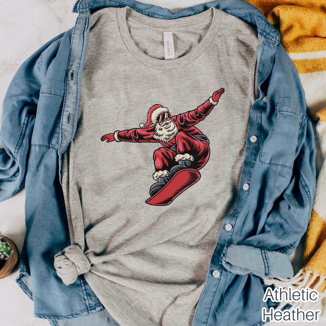 Christmas Tshirt Snowboarding Santa Christmas Shirt Funny Christmas Tee ...