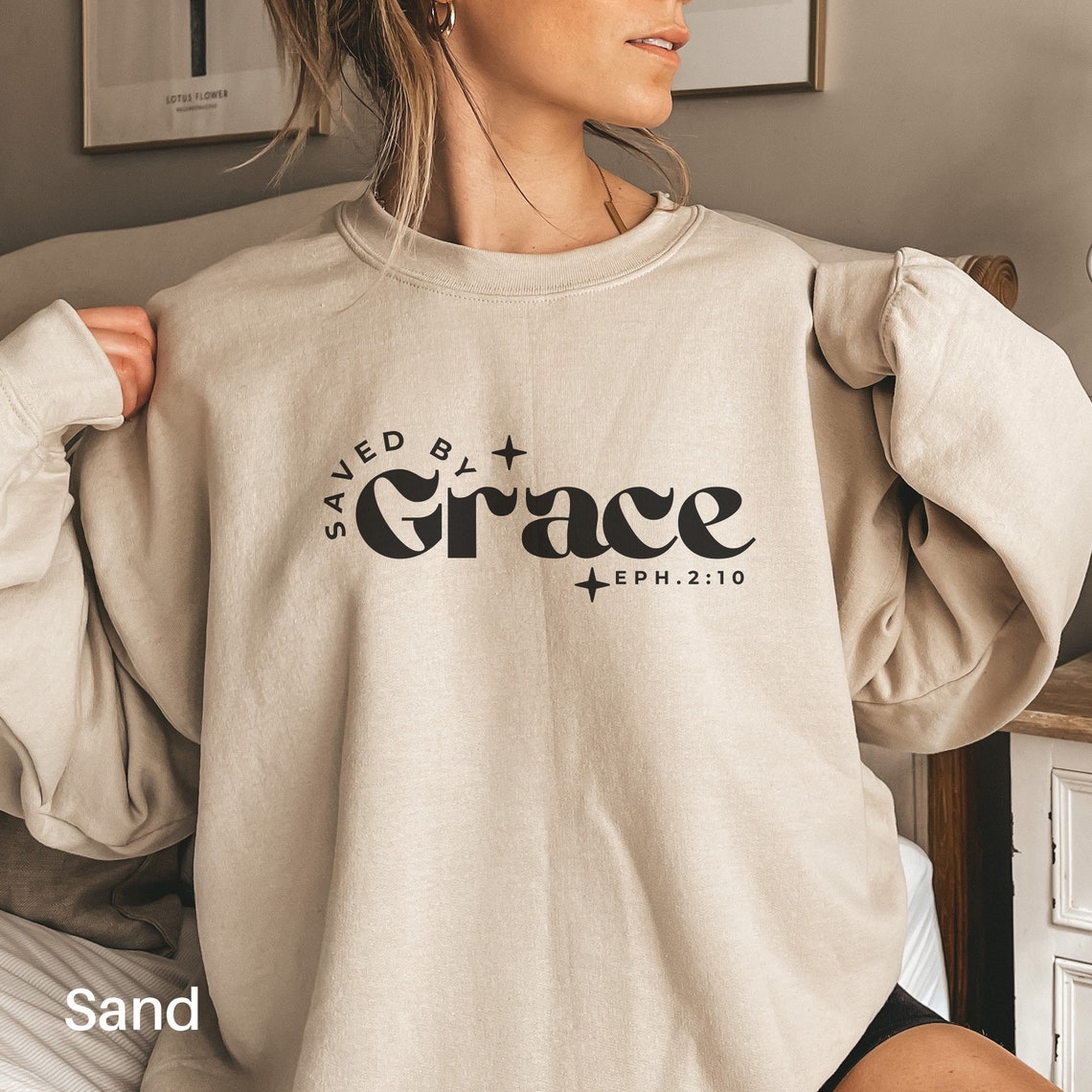 Christian Sweatshirt Saved by Grace Crewneck Pullover Gift for ...