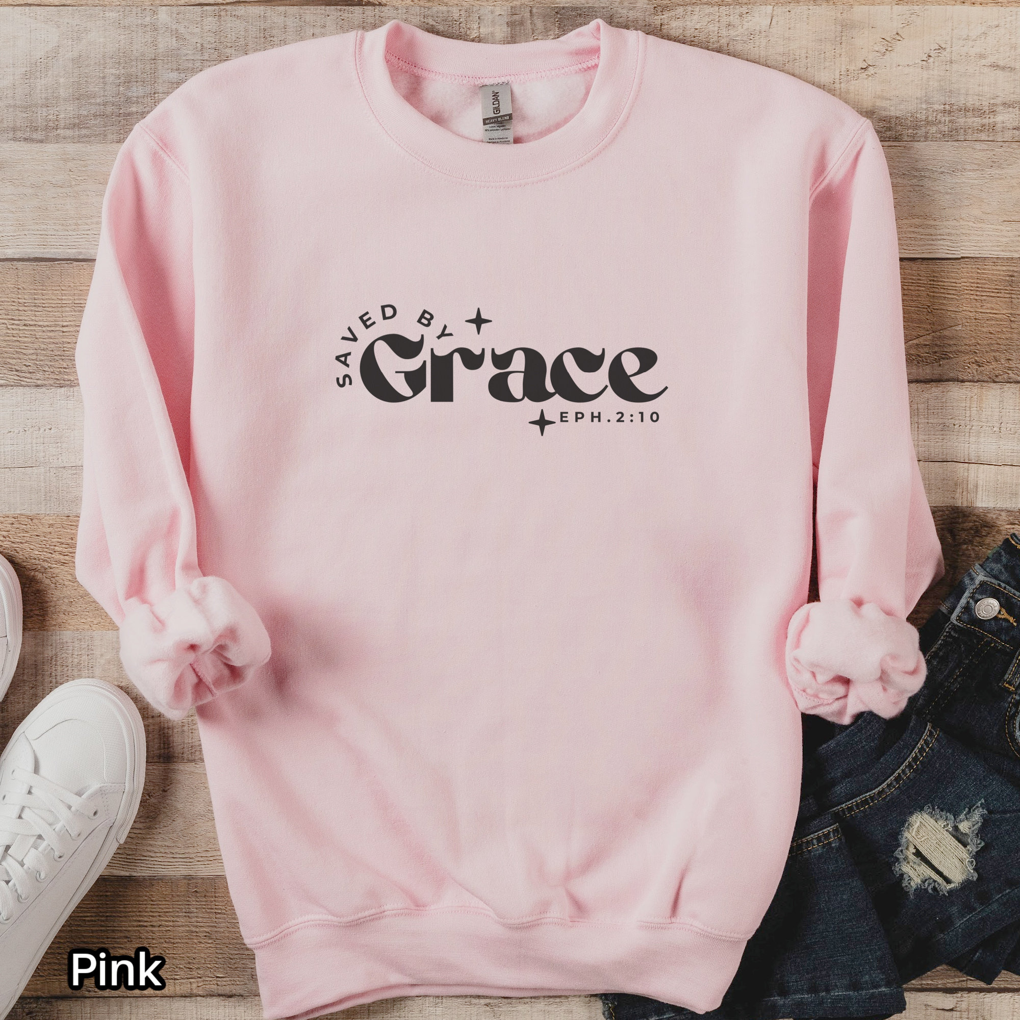 Christian Sweatshirt Saved by Grace Crewneck Pullover Gift for ...