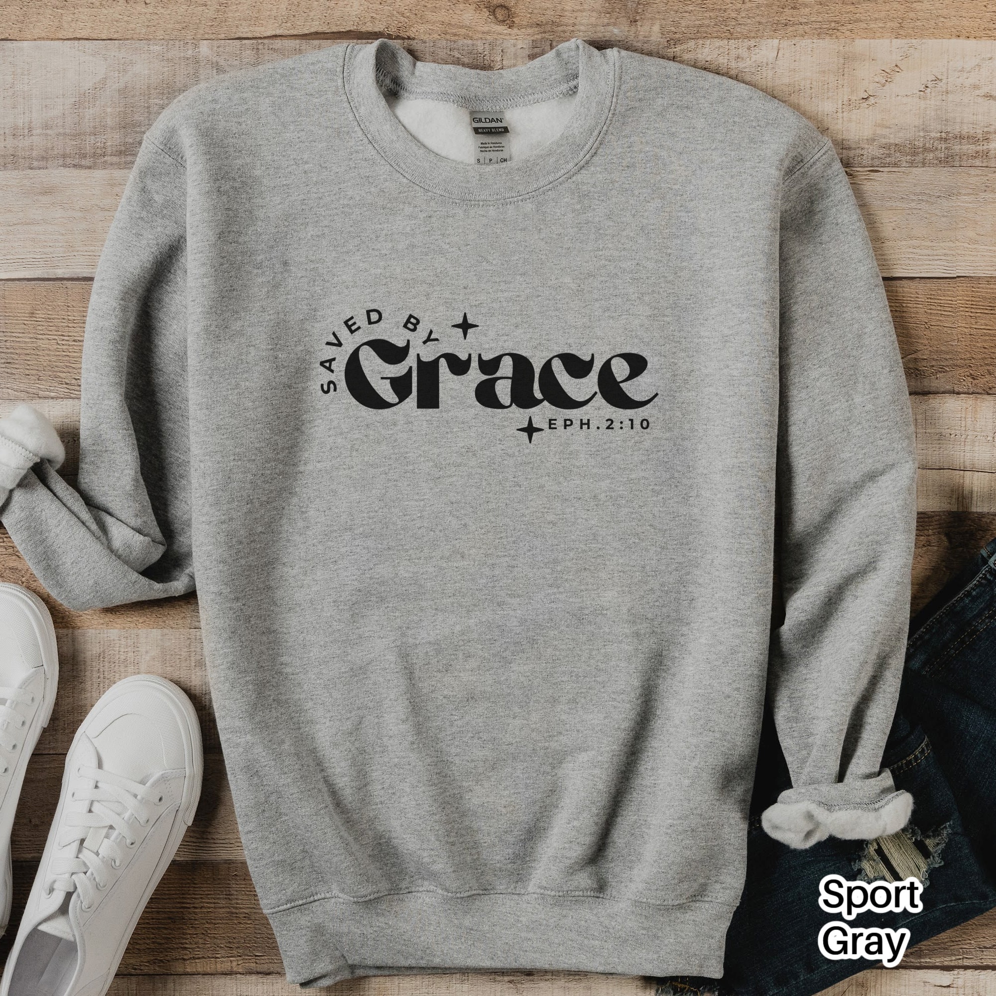 Christian Sweatshirt Saved by Grace Crewneck Pullover Gift for ...
