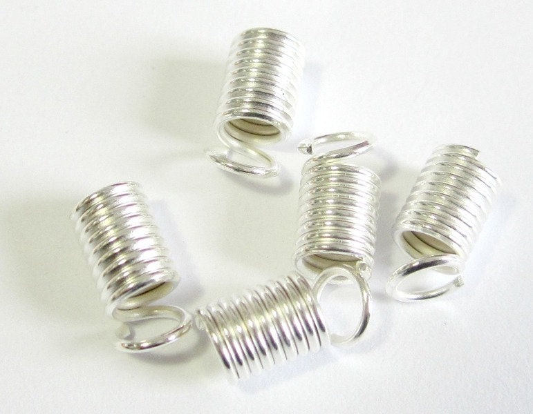 50 end caps spiral caps 9 x 5 mm silver plated tension springs | Etsy