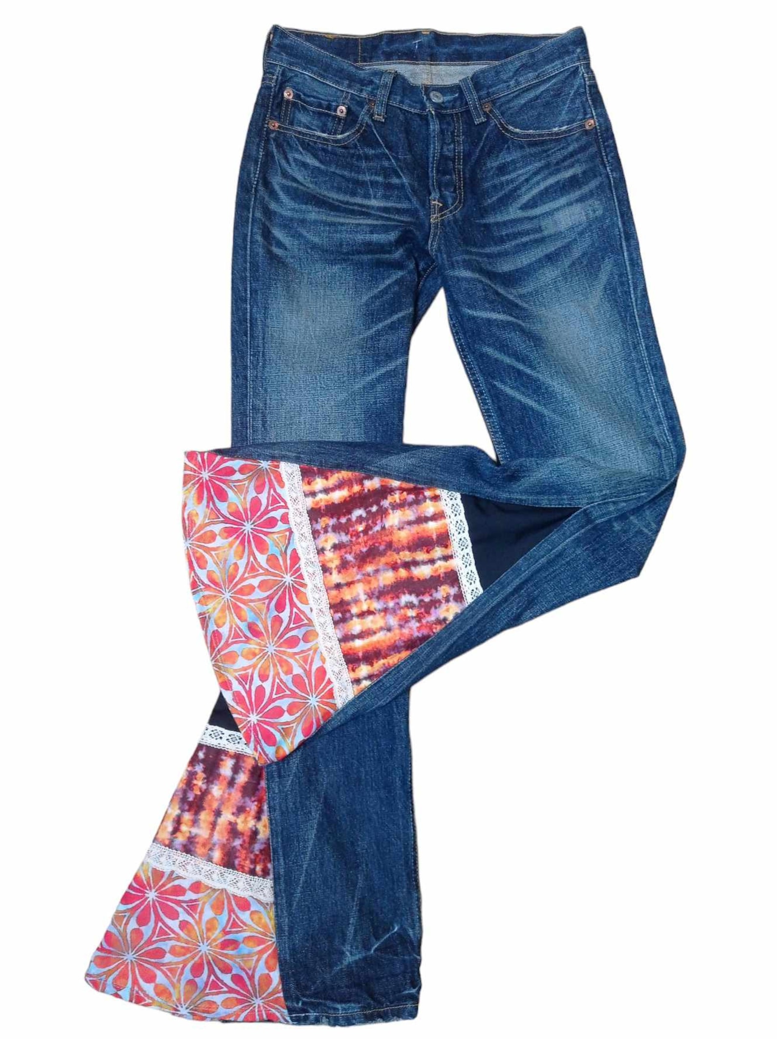 Upcycled Bell Bottom Jeans: Reworked Flared Boho Pants, Hippie Festival ...