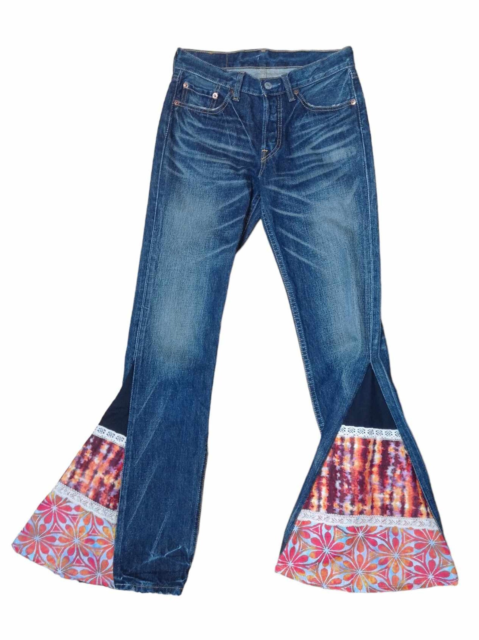 Upcycled Bell Bottom Jeans: Reworked Flared Boho Pants, Hippie Festival ...