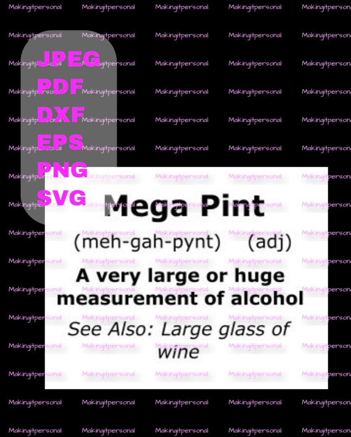 Mega Pint Definition Svg Digital File PNG Jpeg Dxf SVG Jonny | Etsy