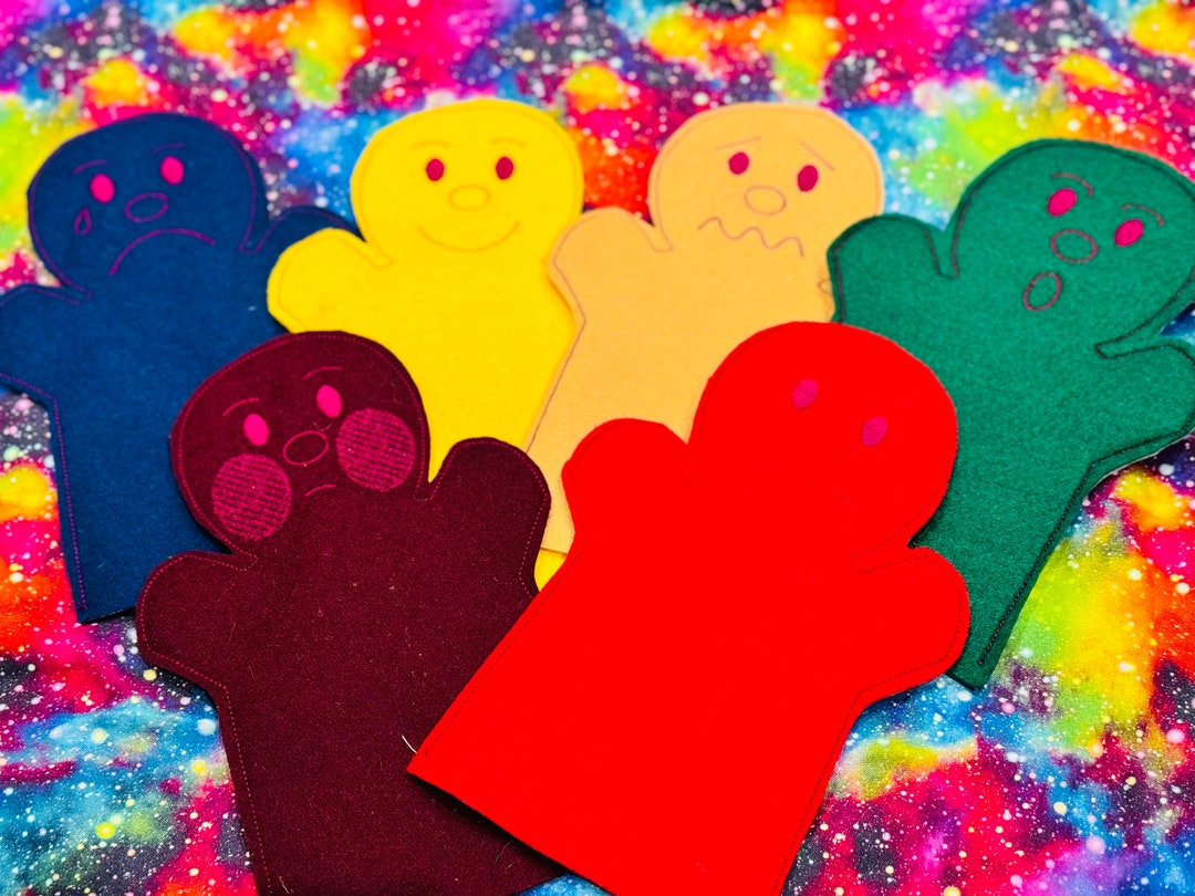 Emotion Hand Puppets, Visual Play, Emotional Hand Puppets, Embroidered ...