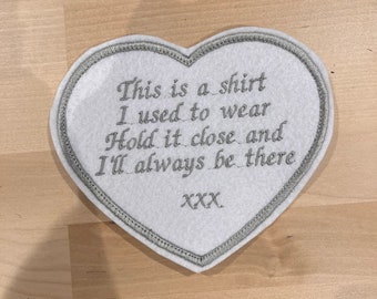 Personalised Heart Shaped Memory Embroidery Patch for a Memory Pillow ...