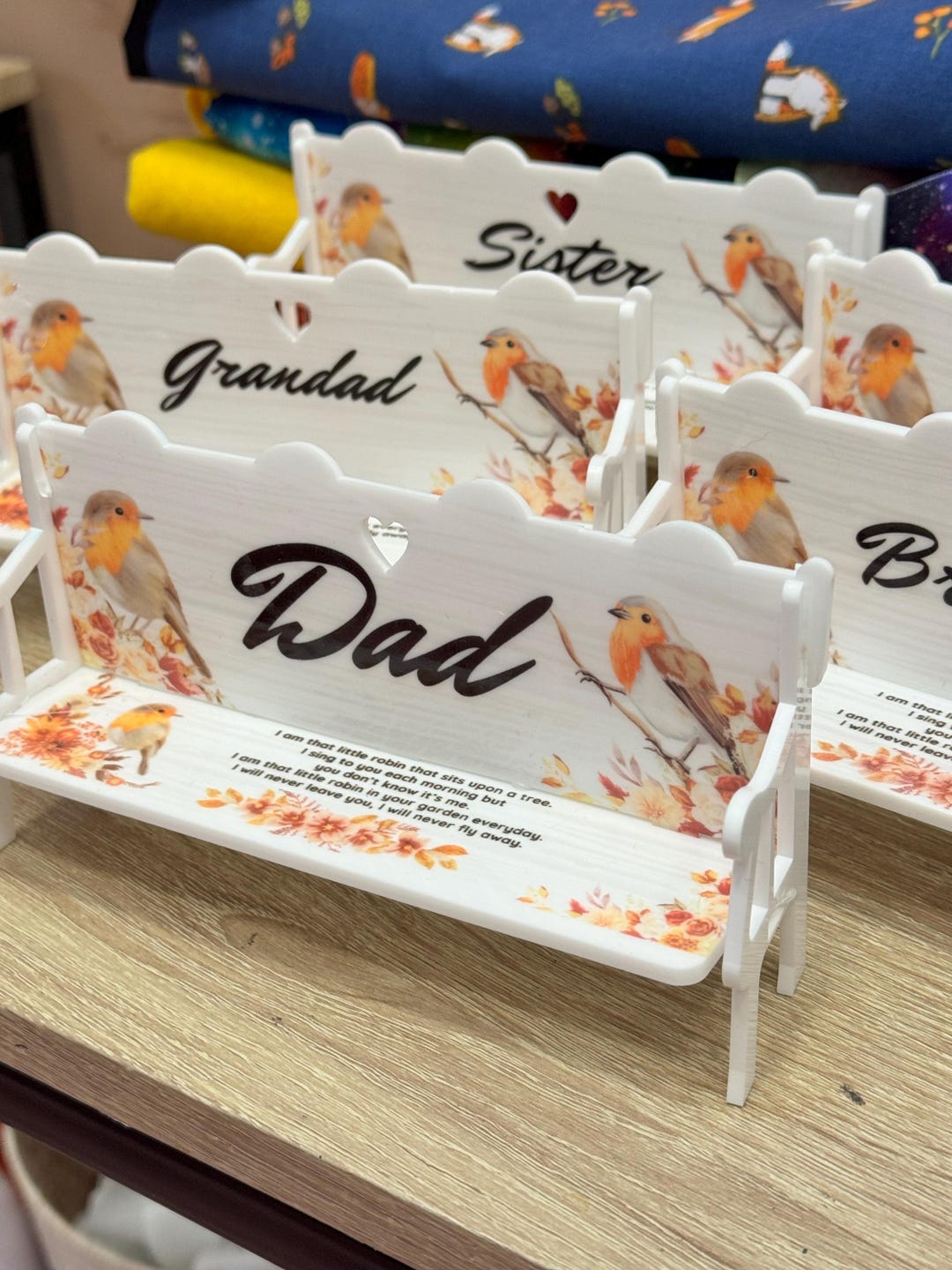 Memorial Bench, Robin Bench, Personalised Memory Bench 17cm Posted Flat ...