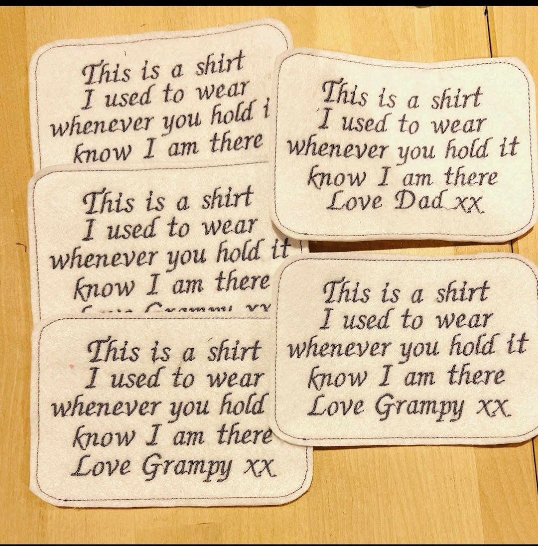Memory Patch, X1 Memory Pillow Patch, Personalised Embroidered Memory ...
