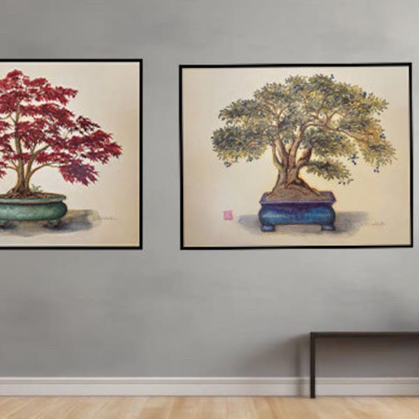 Bonsai Tree Painting - Etsy