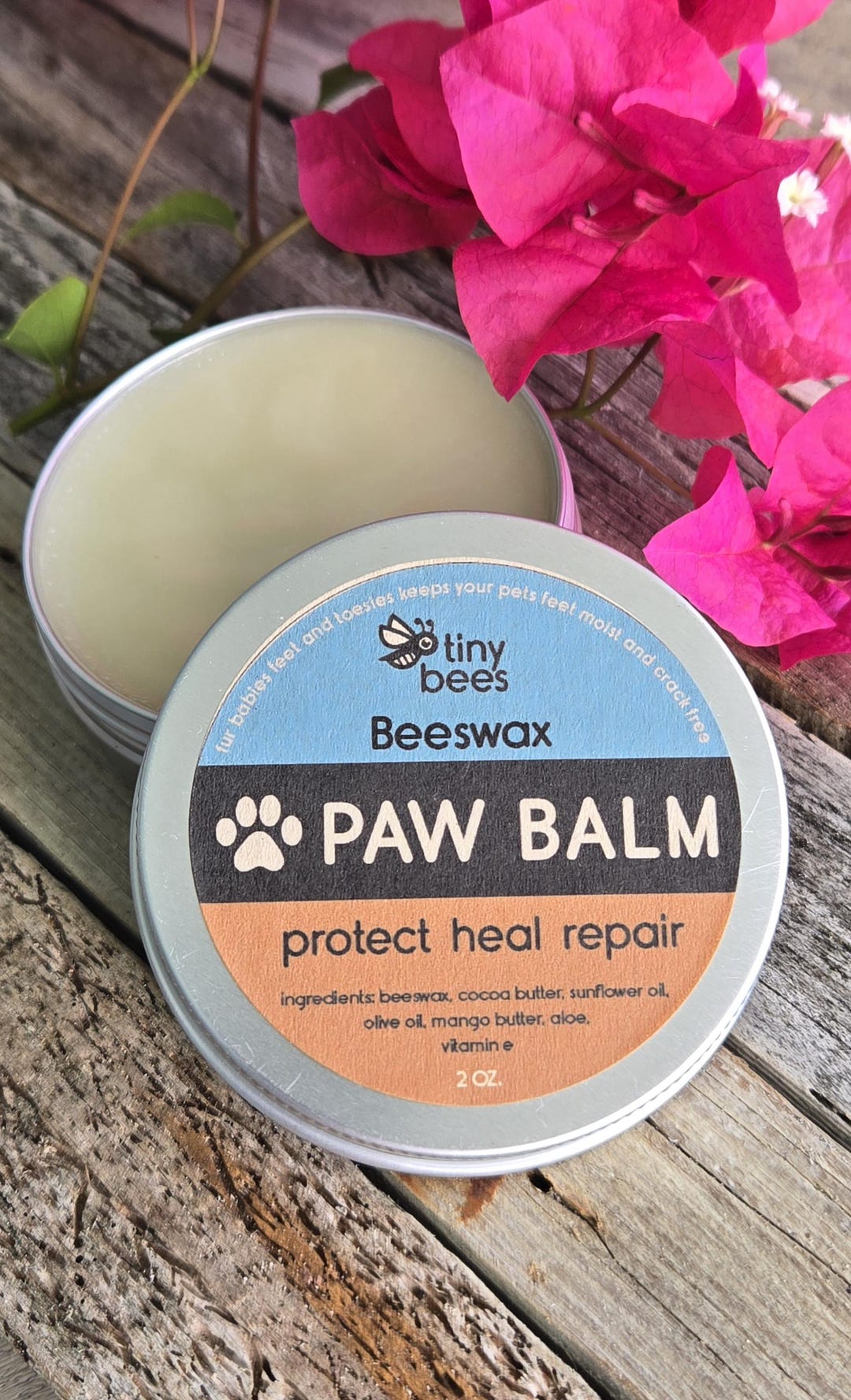 Tiny Bees Paw Soother Dog Paw Balm, 2-fl Oz Tin - Etsy