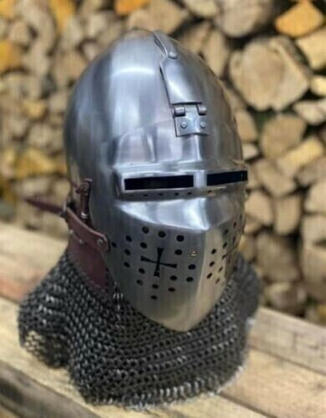 Medieval Roa Bascinet Helmet 18 Gauge Steel SCA Knight Armor Chainmail ...