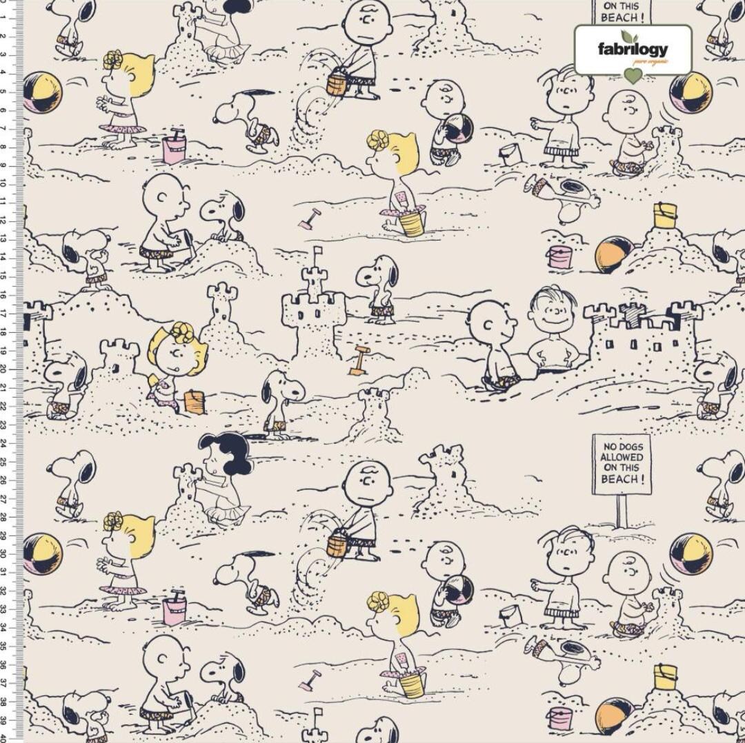GOTS ORGANIC Stretch Jersey Snoopy BEACH by Fabrilogy - Etsy