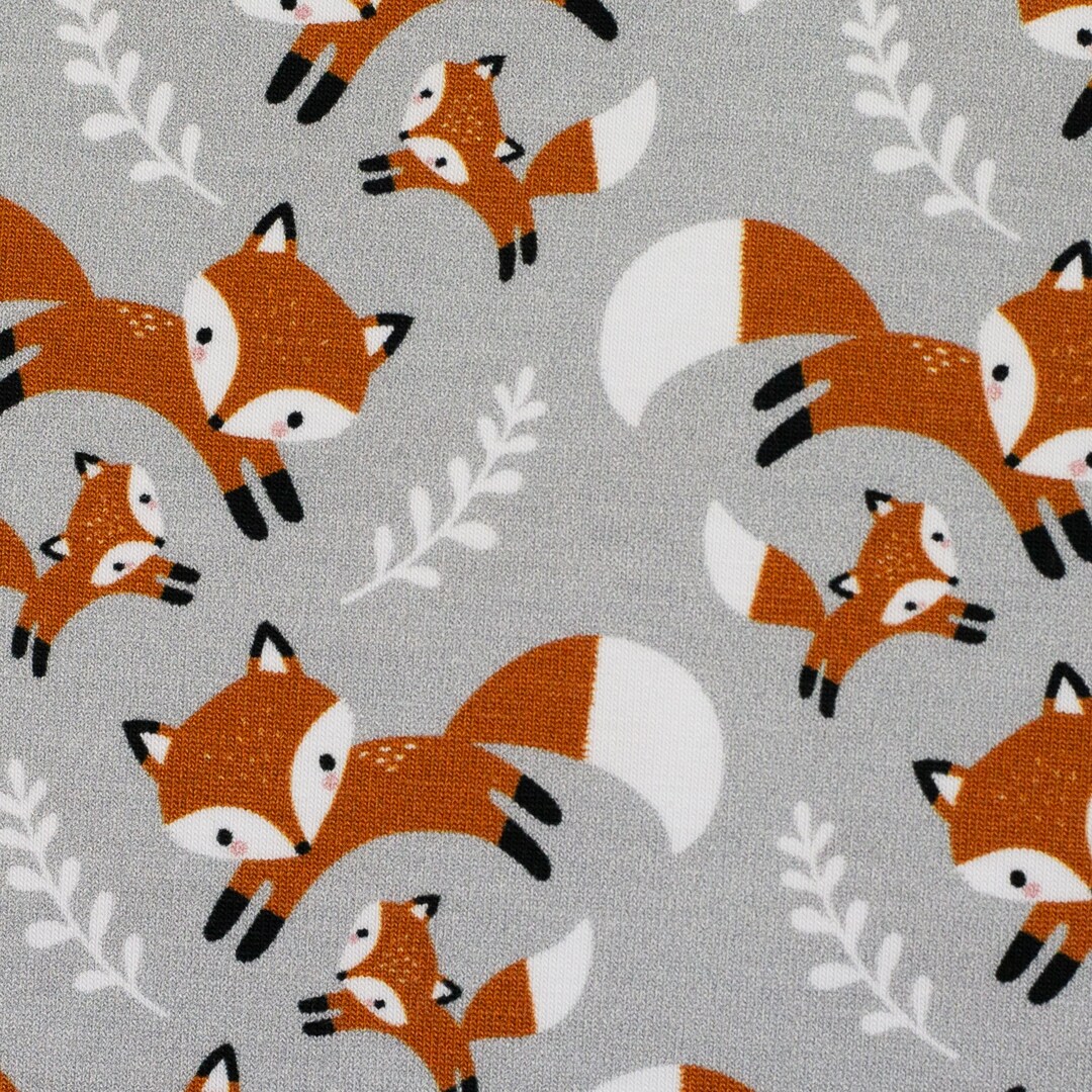Jersey THEO Fox and Fox Cub on Grey by SWAFING - Etsy