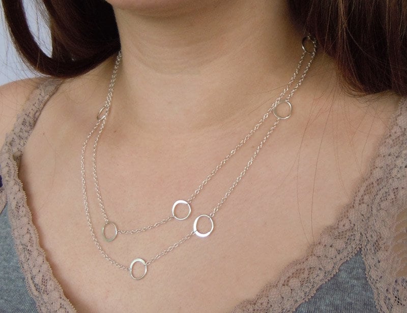 Long Eyelet Chain 925 Silver Oval Round 90 Cm - Etsy