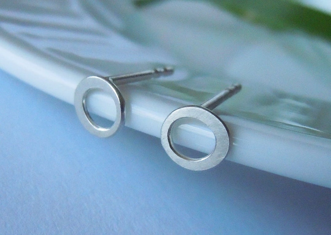 Round Mini Eyelet Stud Earrings Made of 925 Silver 5 X 5.5 Mm, Gift for ...