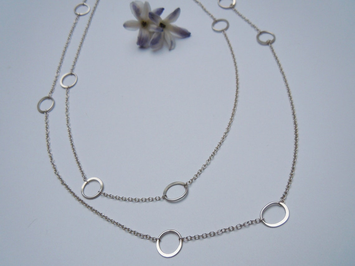 Long Eyelet Chain 925 Silver Oval Round 90 Cm - Etsy