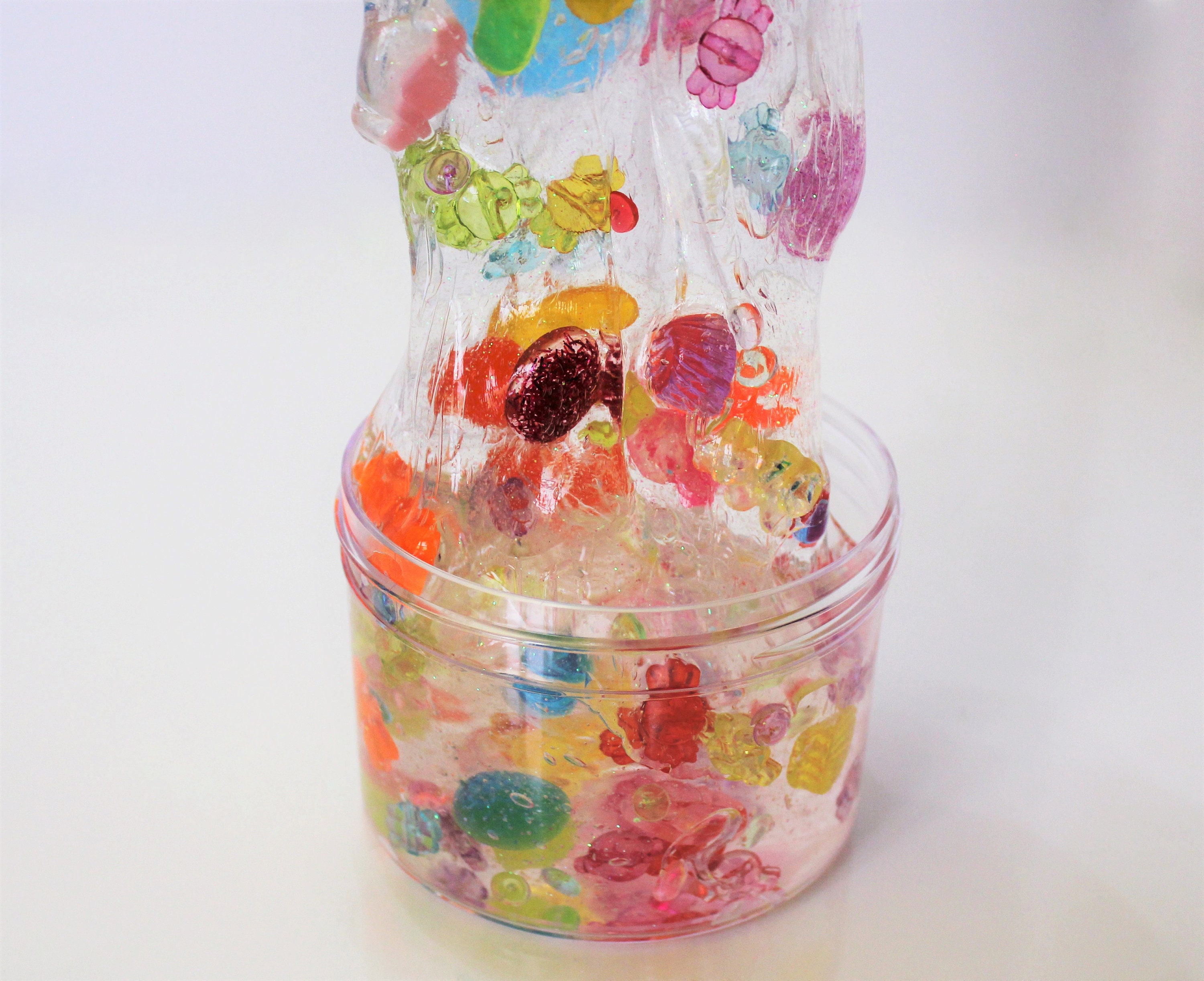 Sweet and Tangy Candy Scented Thick Clear Slime with Rainbow Colored ...