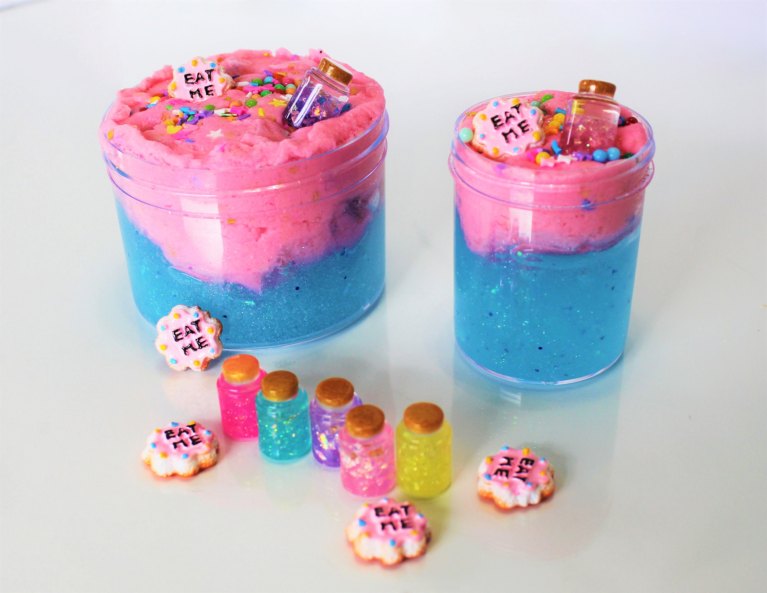 Eat Me/Drink Me Alice Themed Slime Clear Blue Glittery Slime | Etsy