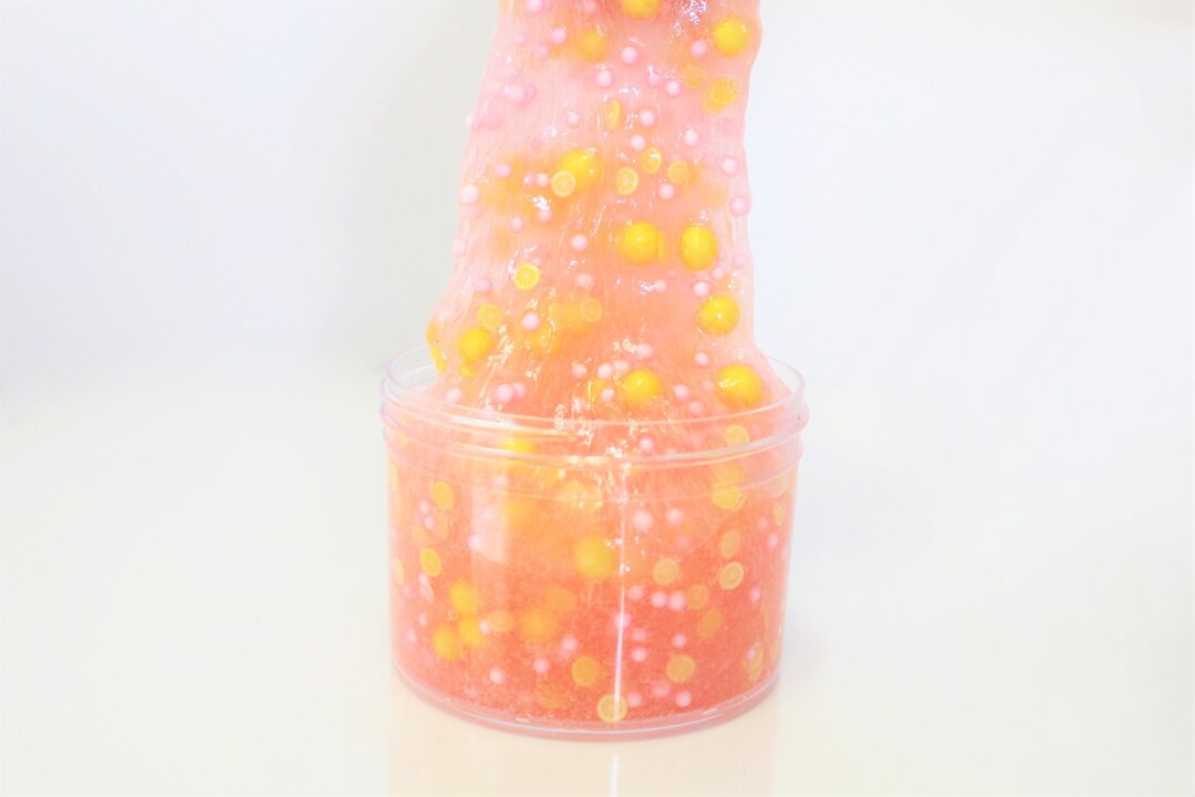 Pink Lemonade Clear Pink Half Floam Slime With Lemon Fimo - Etsy