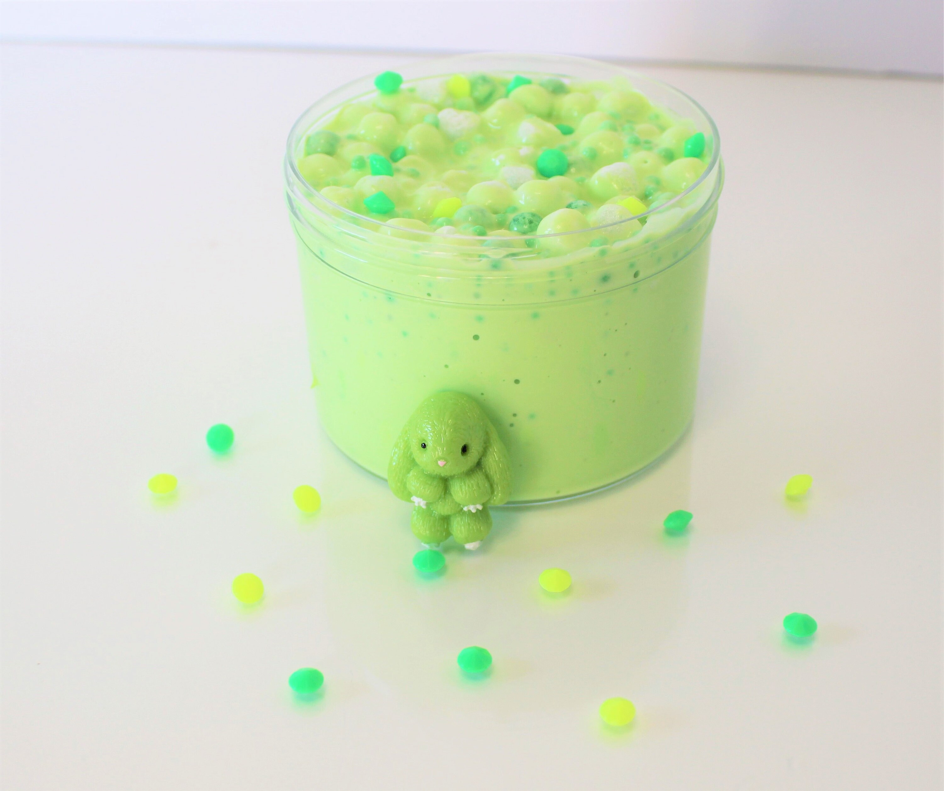 Toxic Waste Bunny Thick and Glossy Green Half Floam Slime | Etsy