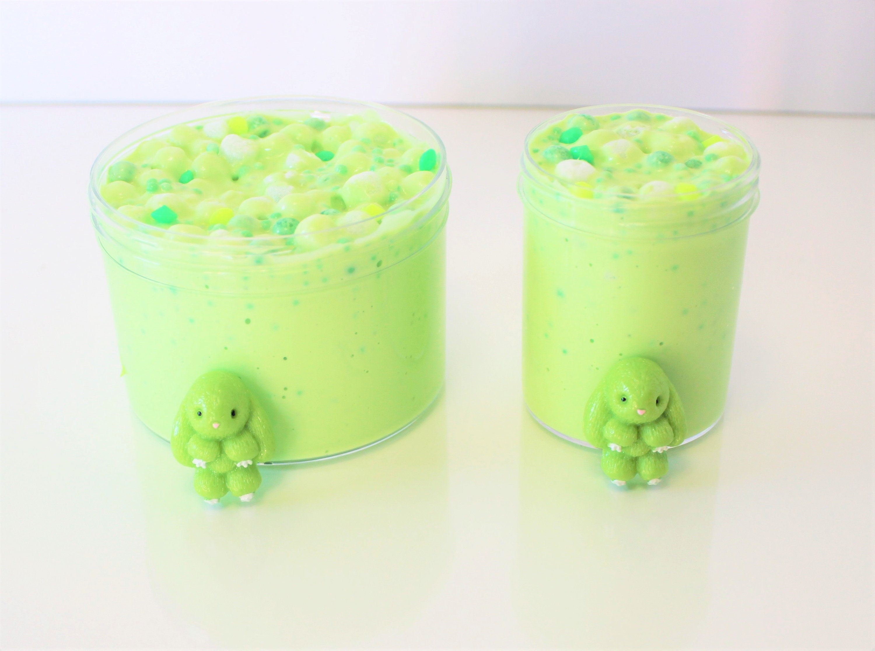 Toxic Waste Bunny Thick and Glossy Green Half Floam Slime - Etsy