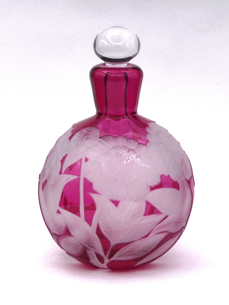 Flacon Peonies Deep Cut Engraving Mouth Blown Hand Engraved - Etsy Ireland