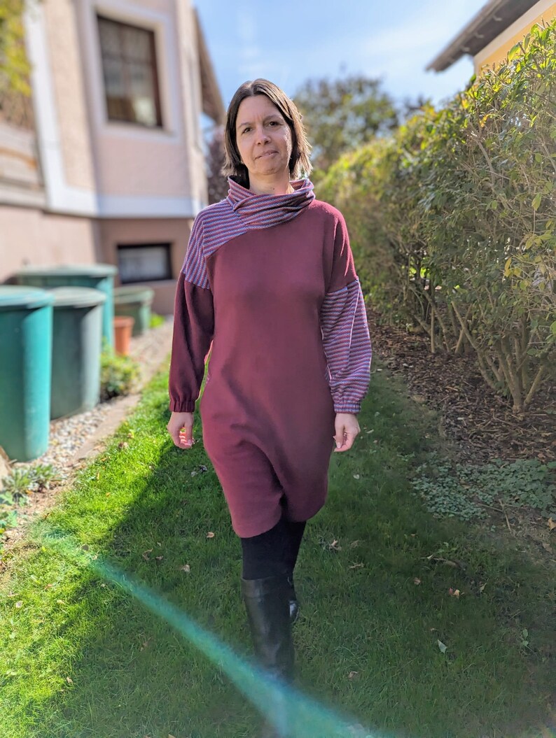 Alea Slim Winter Dress With Asymmetrical Collar/hood, Available in PDF ...