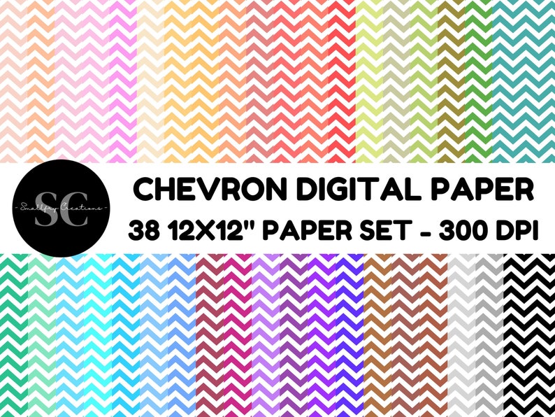 Chevron Digital Paper Bundle Pack 38jpg 12x12 300dpi Files - Etsy