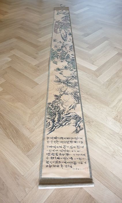 Set of 3 Chinese long silk scrolls, different sets