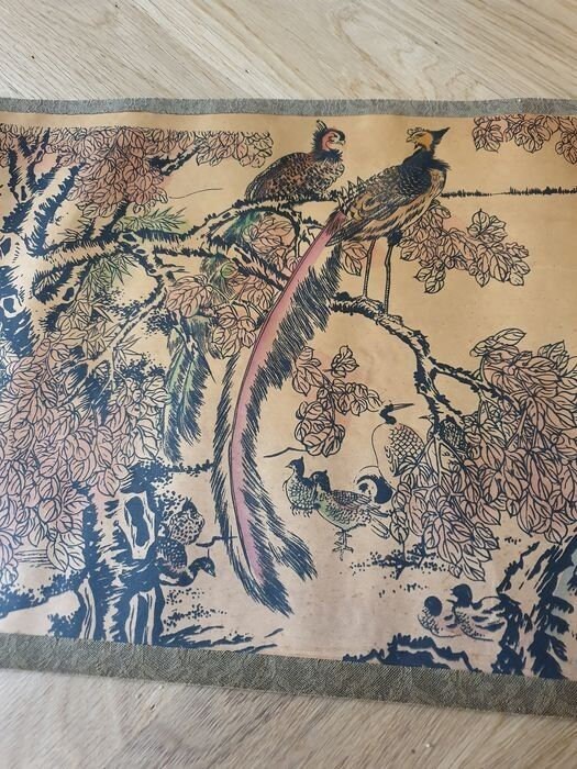 Set of 3 Chinese long silk scrolls, different sets