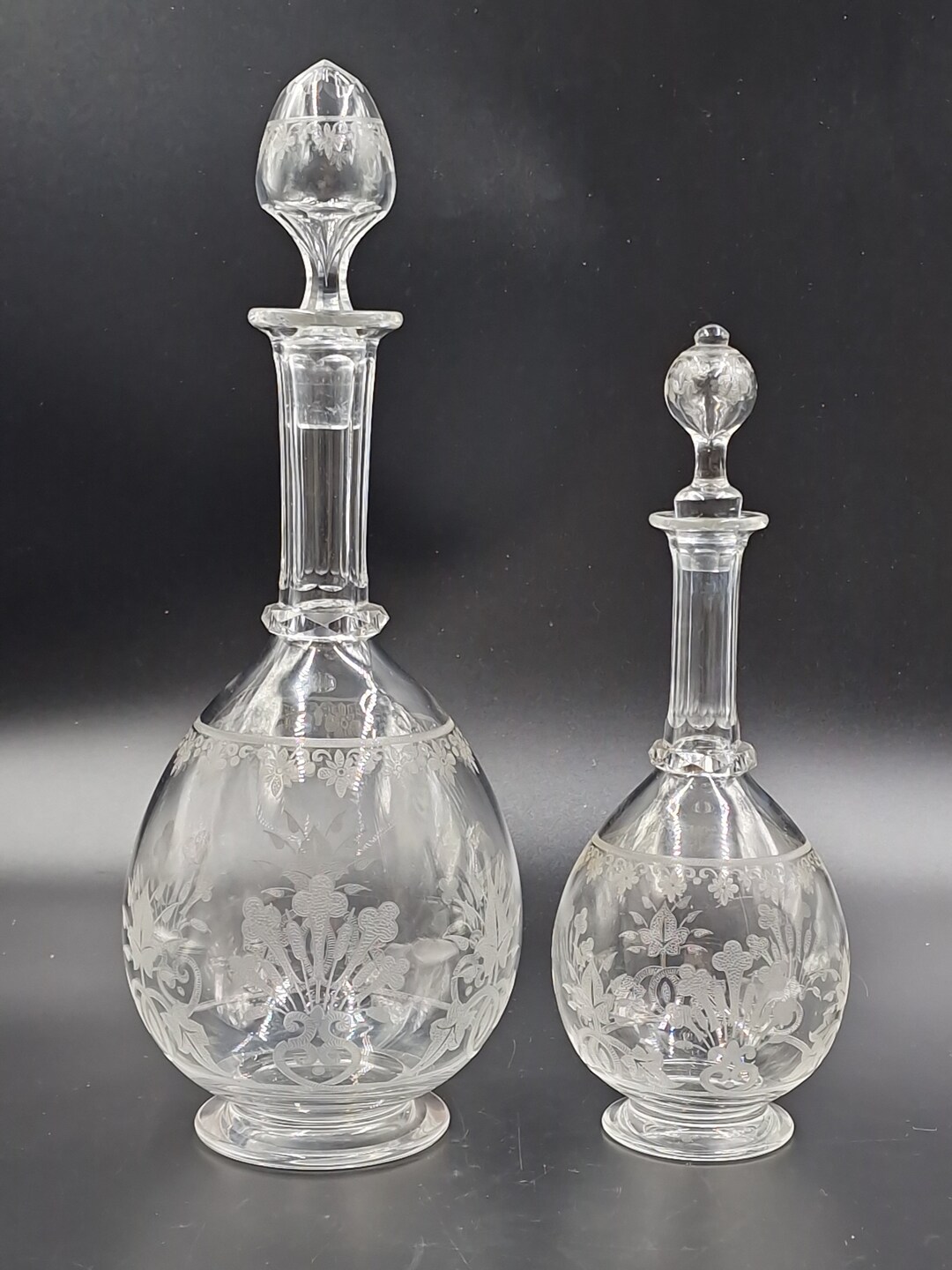 Two 19th Century Decanters Etched in 2 Different Sizes - Etsy