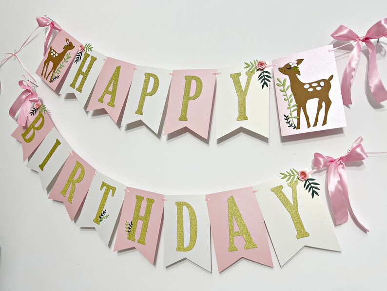 Little Deer Happy Birthday Banner - Little Miss Onederful. Pink ...