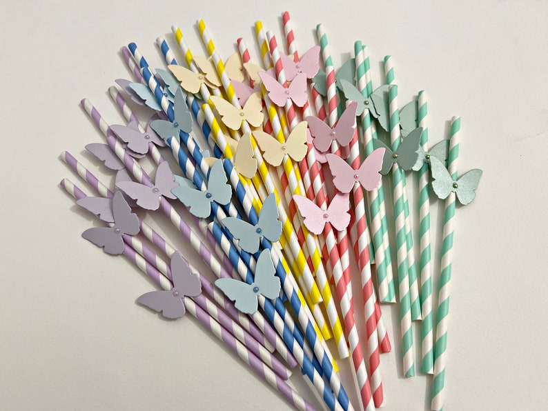 Pastel Butterfly Paper Straws Butterfly Party Decorations. - Etsy