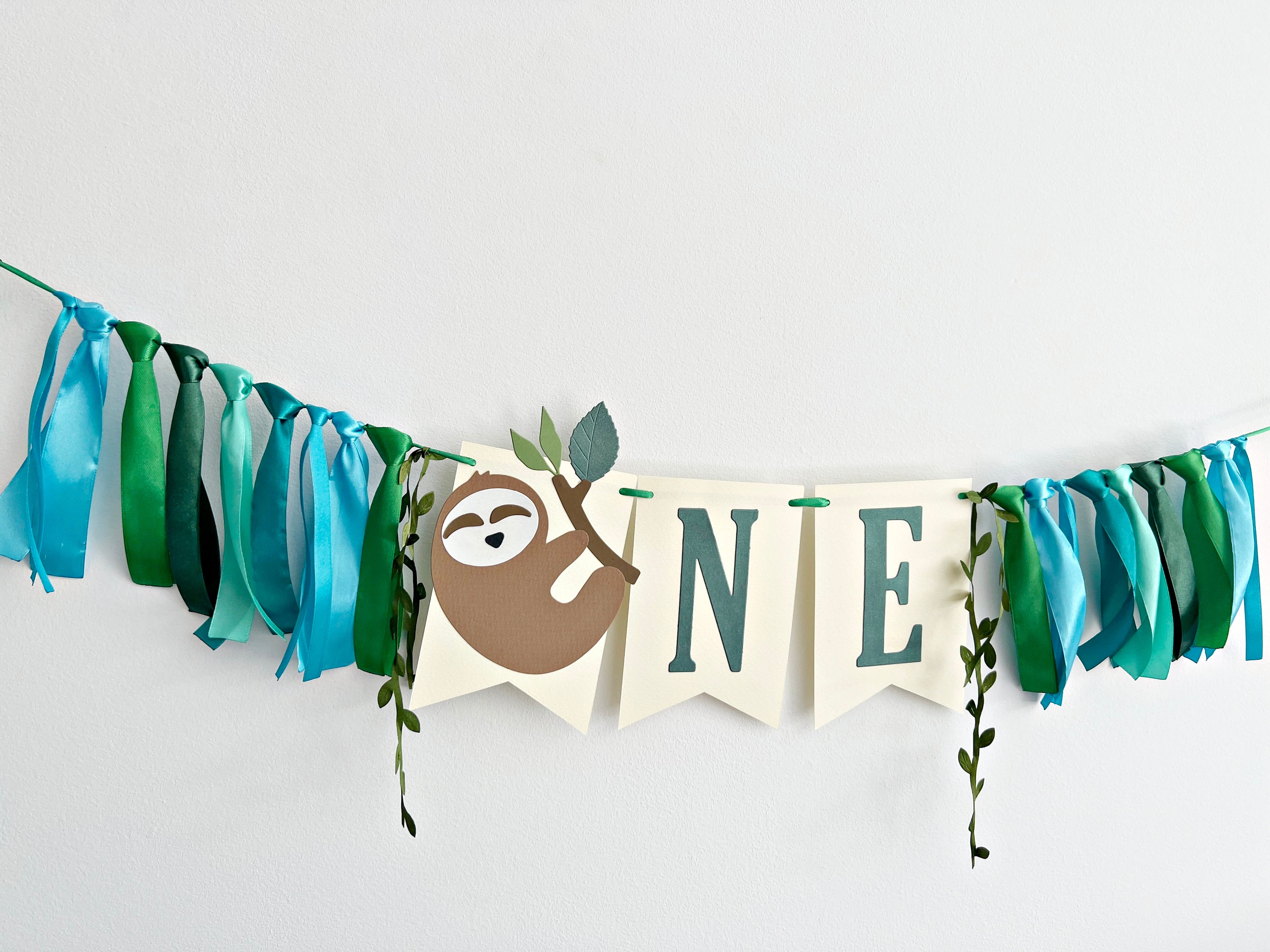 Sloth ONE High Chair Banner. Sloth Birthday Party Let's Hang! Sloth ...