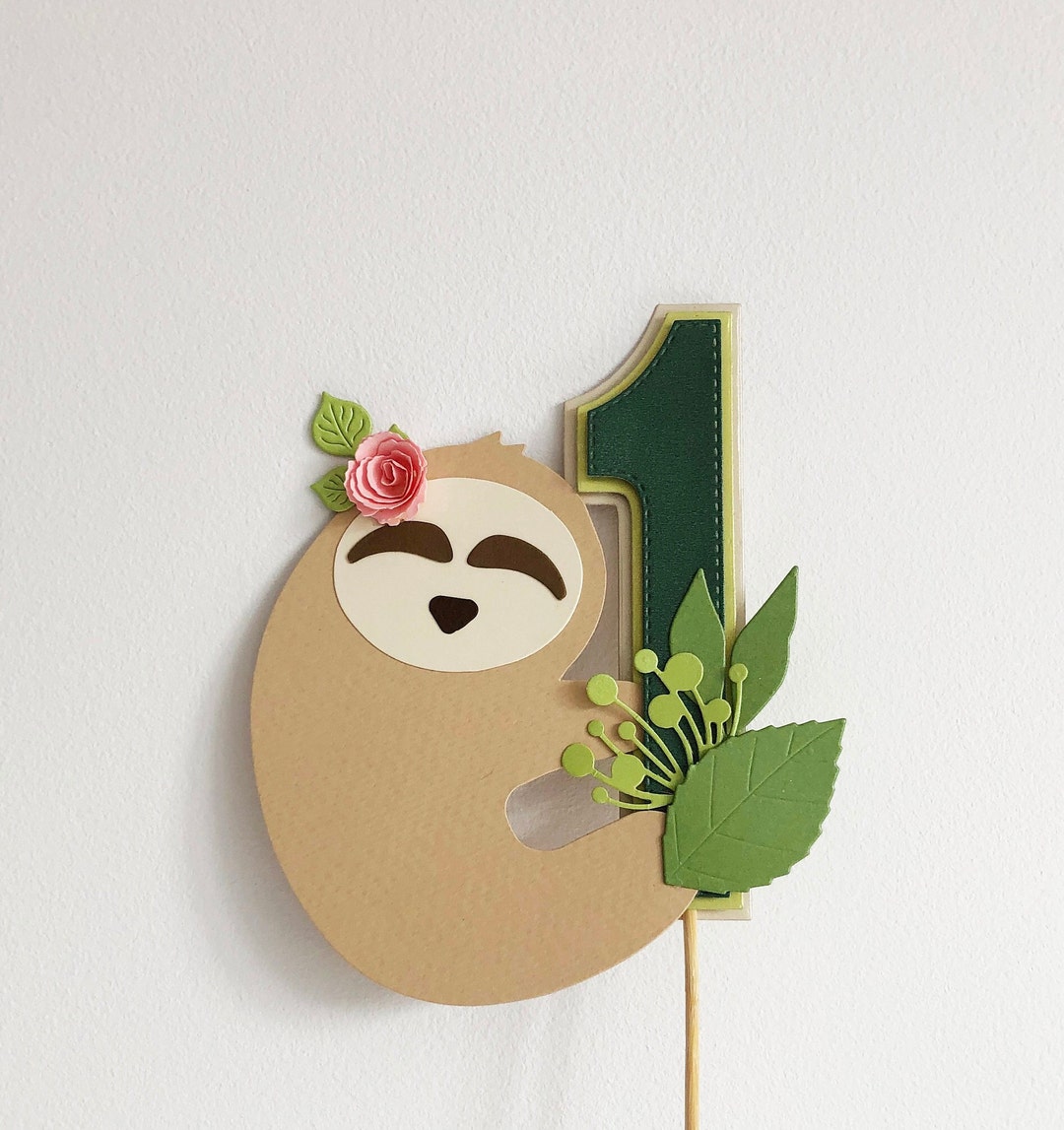 Girl Sloth Cake Topper - Sloth First Birthday Party Decorations - Sloth ...