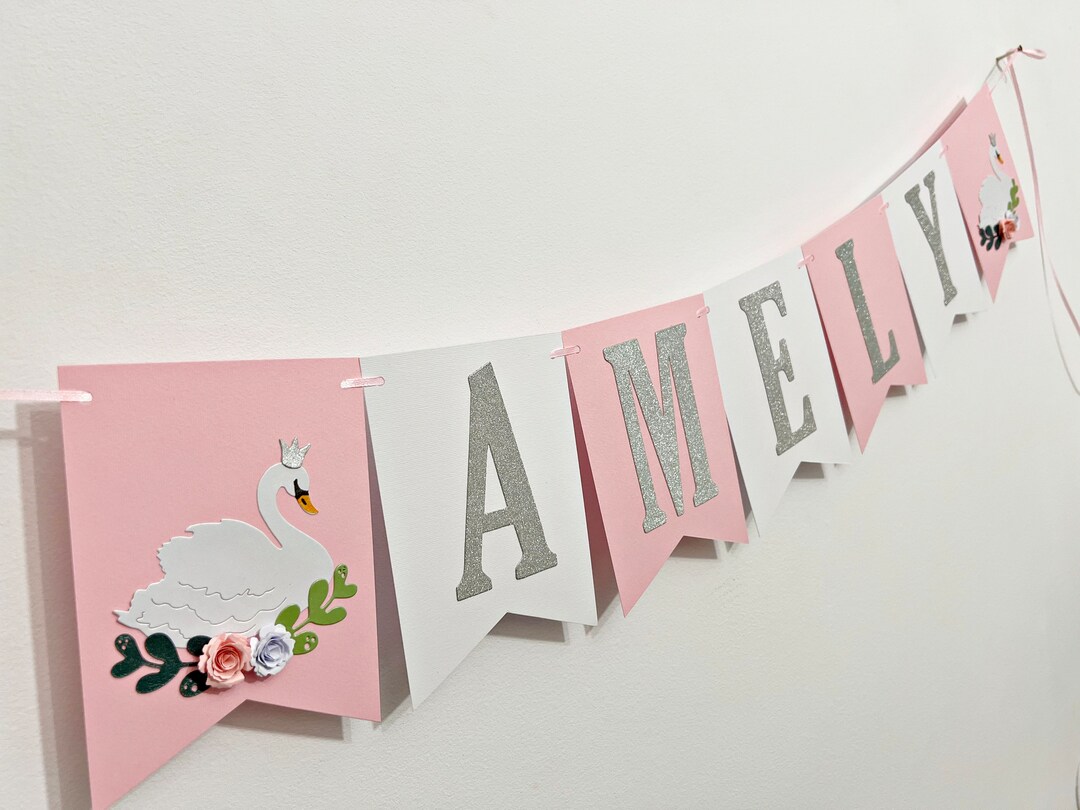 Swan Name Banner - Custom Name Banner. Swan Princess Baby Nursery Decor ...