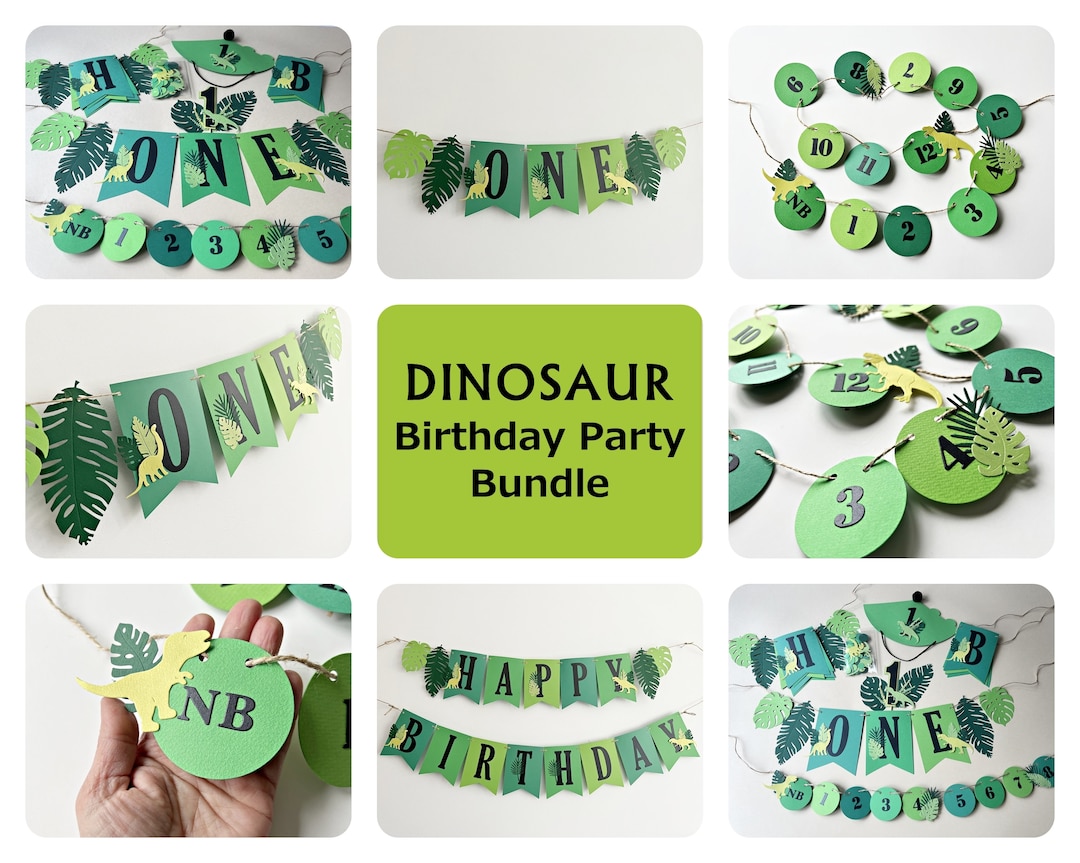 Pacote para Festa de Aniversário de 1 Ano com Tema de Dinossauro ...