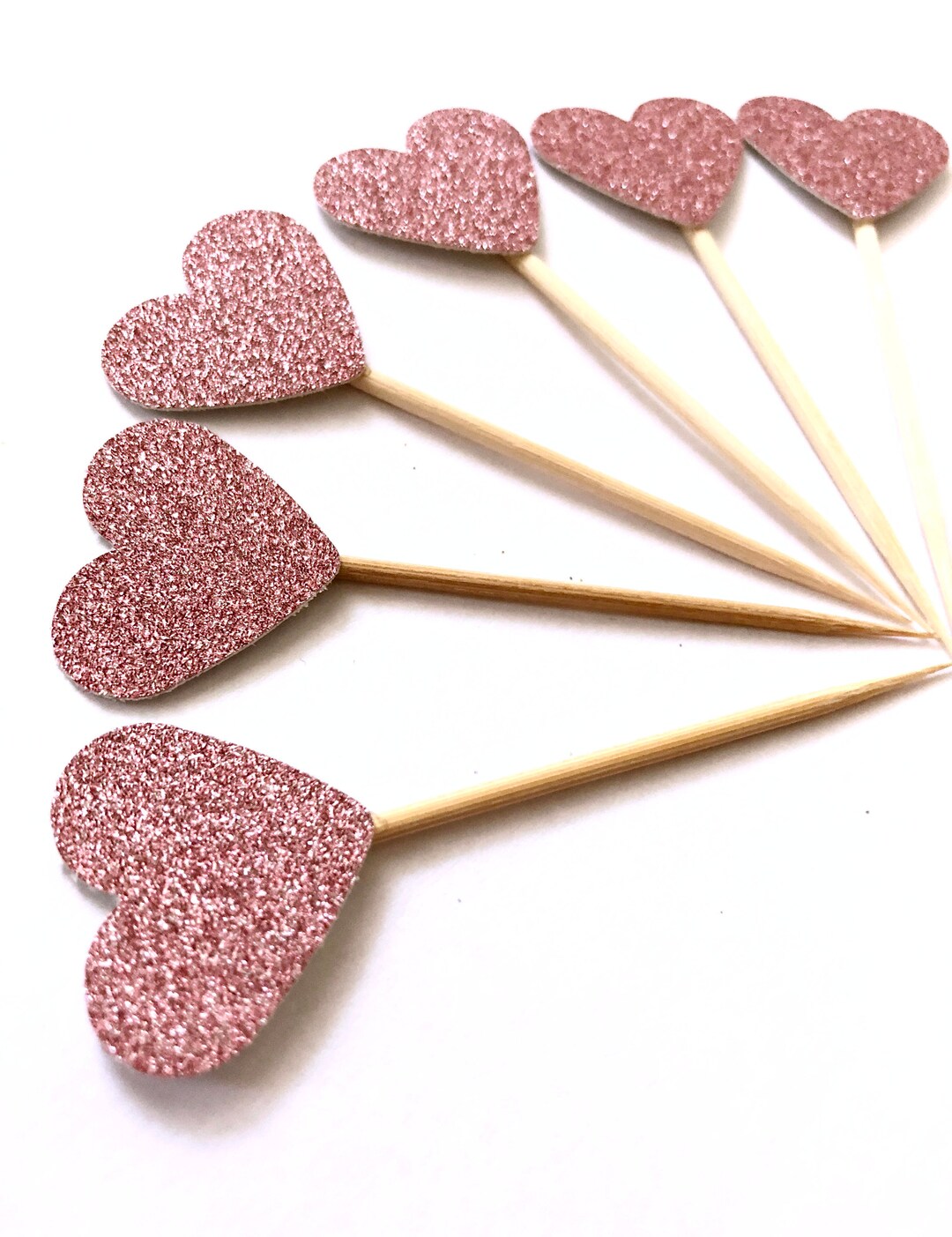 Rose Gold Heart Cupcake Toppers - Rose Gold Bridal Shower Decorations ...